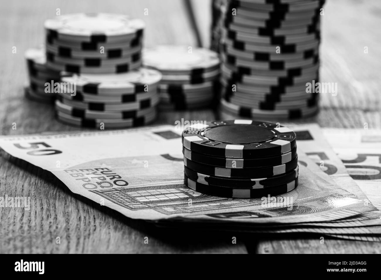 Poker chips, money and gamble Stock Photo - Alamy