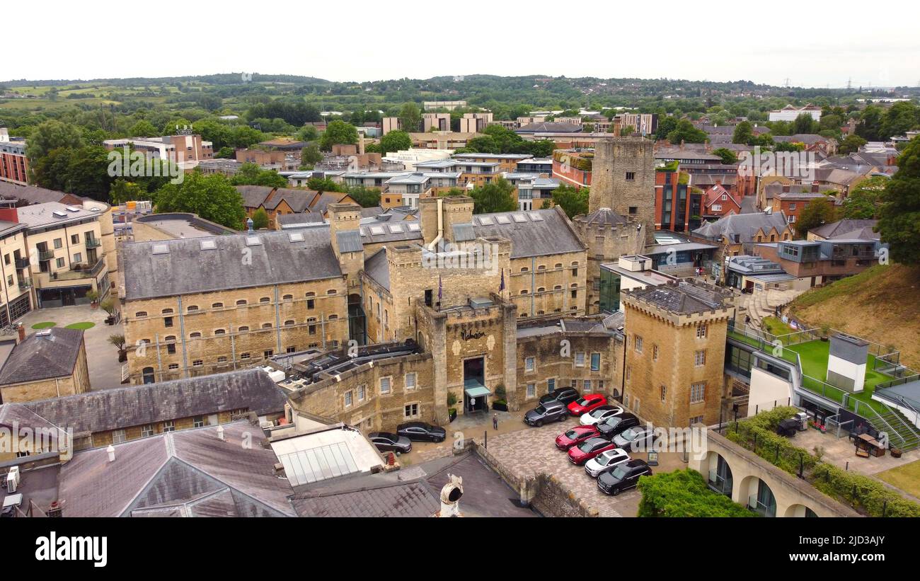 Aerial view over the city of Oxford with Oxford University - OXFORD, UK ...