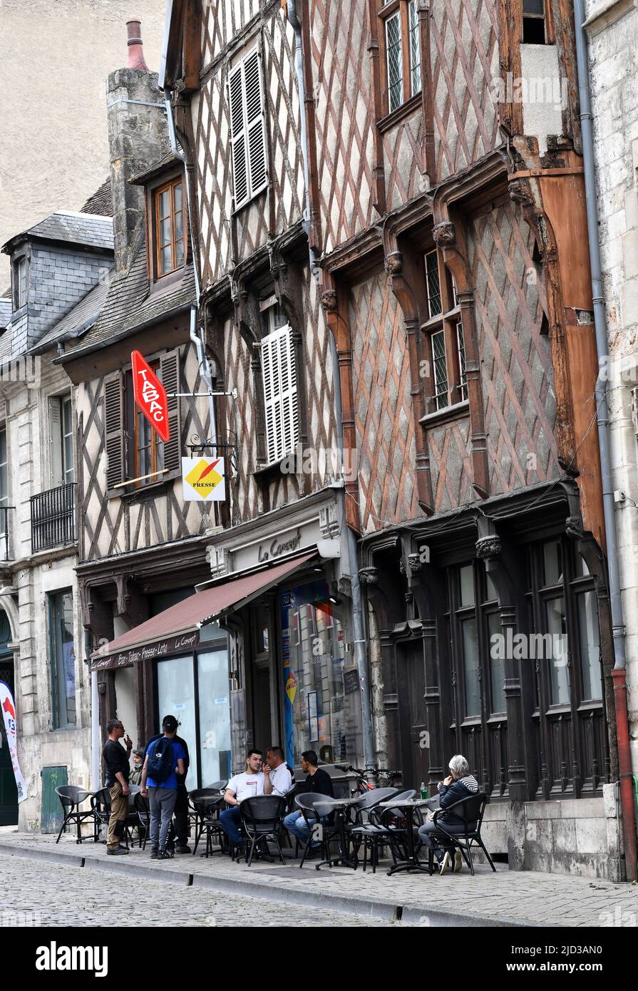 Bourges in central France people outside street cafe bar Stock Photo ...