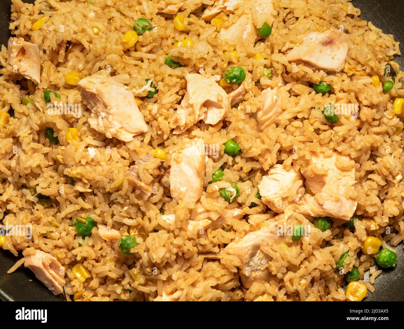 salmon flash fried rice from above Stock Photo - Alamy