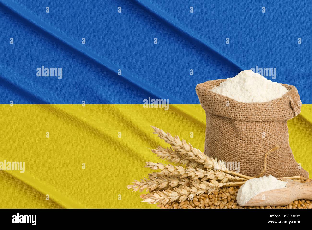 Ukraine grain crisis, Concept global hunger crisis, On background Flag ...