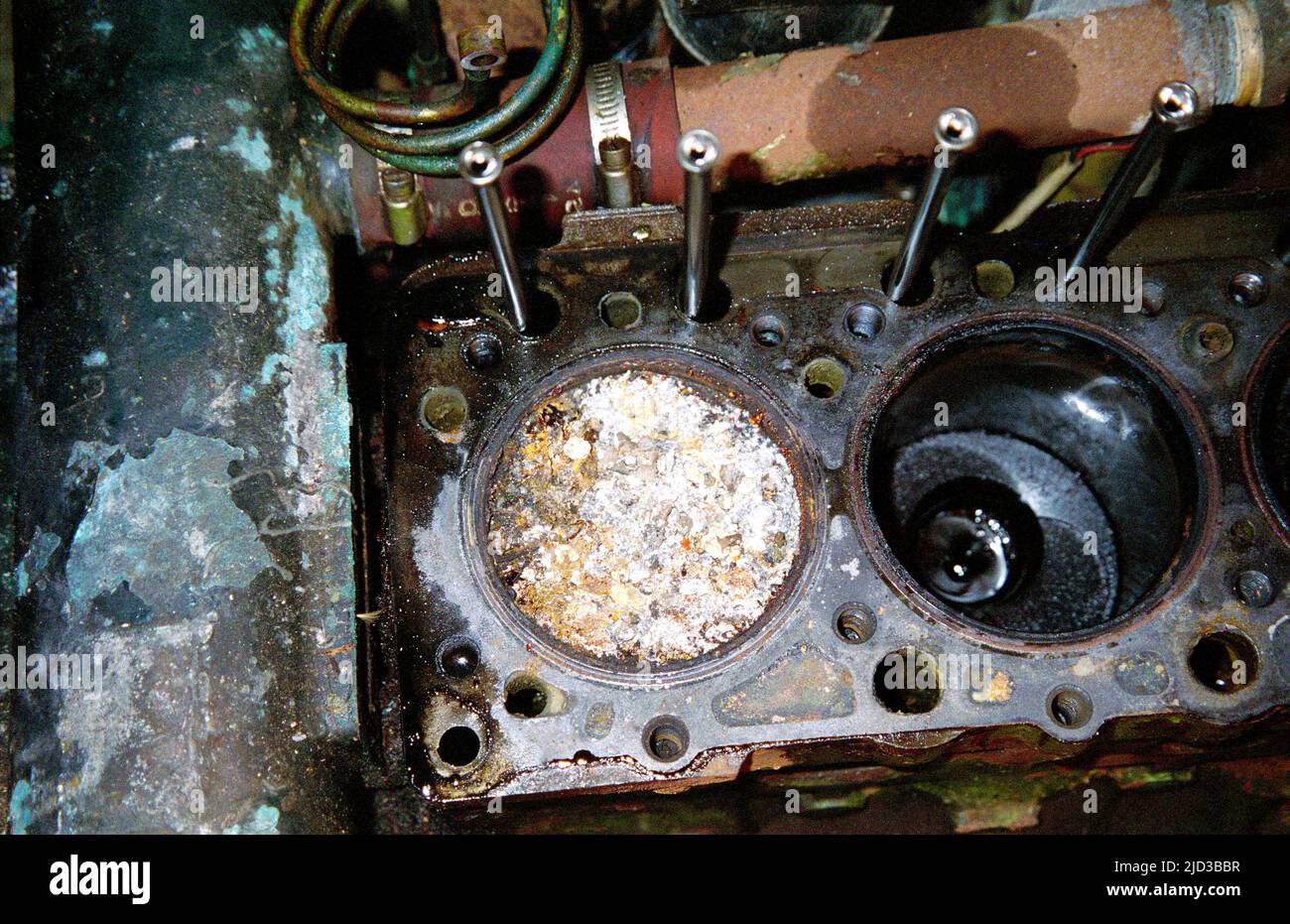 Ford 6 cylinder diesel boat engine disassembled for repair Stock Photo ...