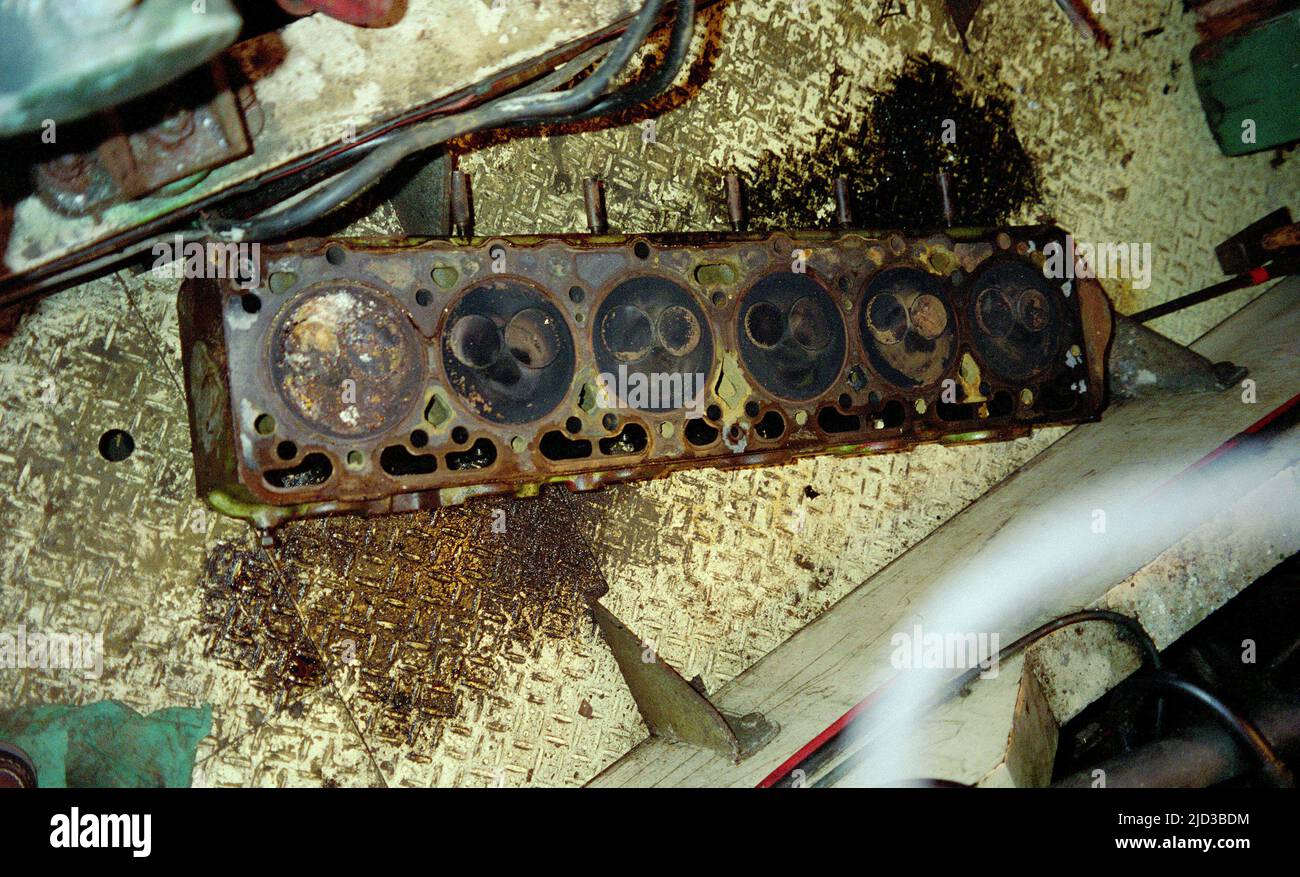 Ford 6 cylinder diesel boat engine disassembled for repair Stock Photo ...