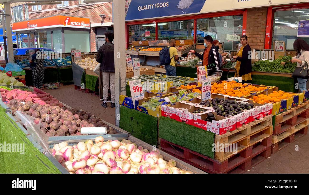 Southall Market at Southall Broadway - LONDON, UK - JUNE 9, 2022 Stock ...