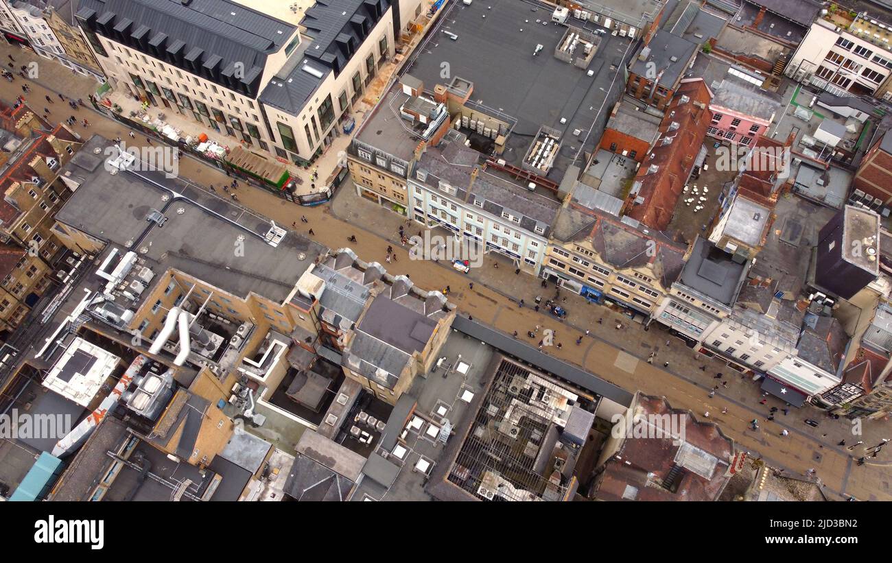 Aerial view over the city of Oxford with Oxford University Stock Photo ...