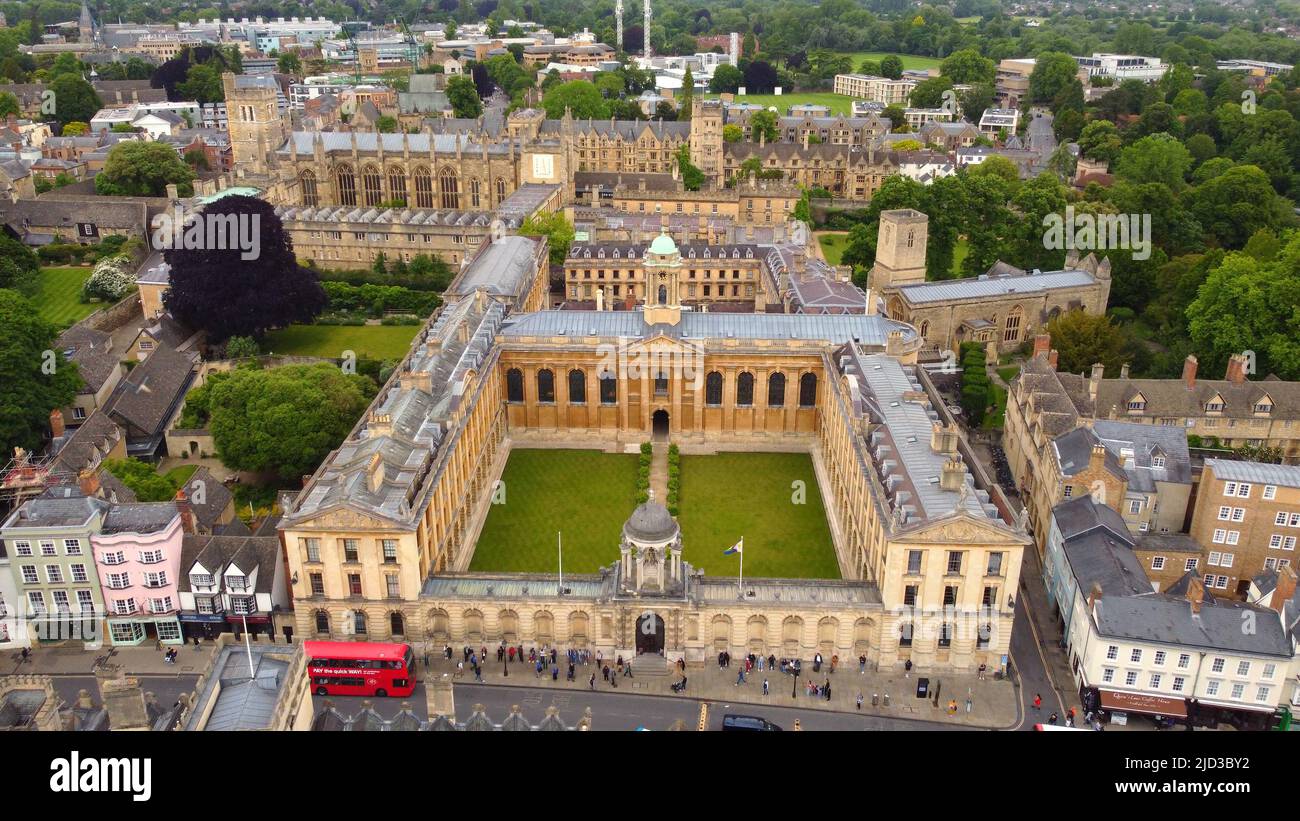 Queens College University in Oxford from above - OXFORD, UK - JUNE 10 ...