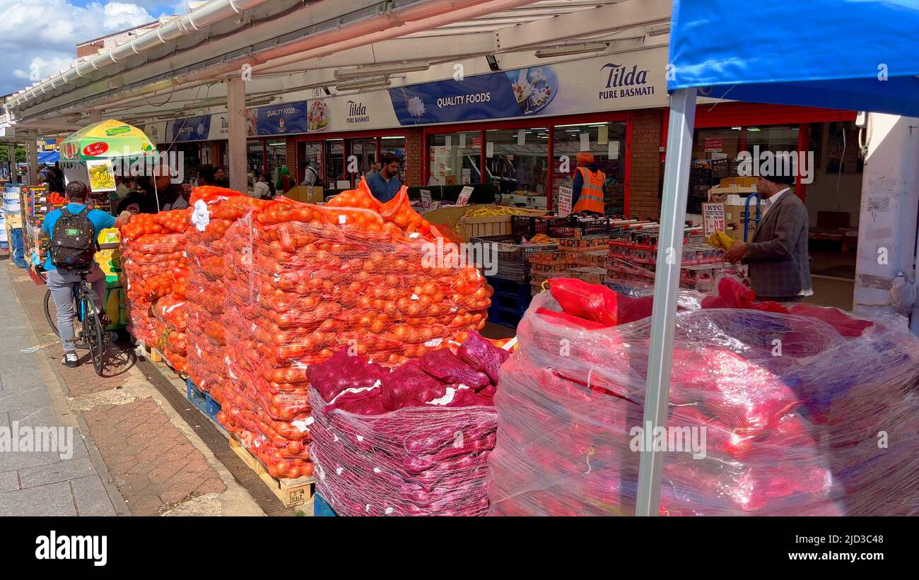 Southall Market at Southall Broadway - LONDON, UK - JUNE 9, 2022 Stock ...