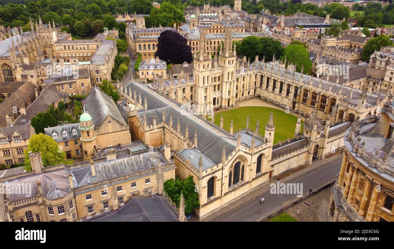 Amazing University of Oxford - the ancient buildings from above Stock ...