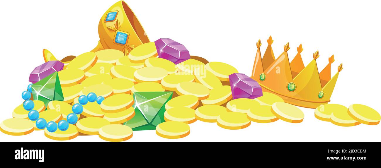 Gold pile. Loot game icon. Treasure symbol isolated on white background ...