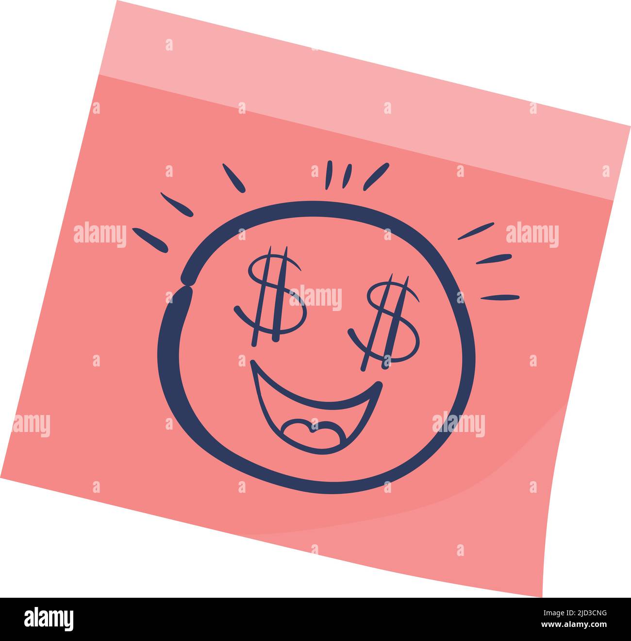 Greedy face doodle on color paper sticky note isolated on white ...
