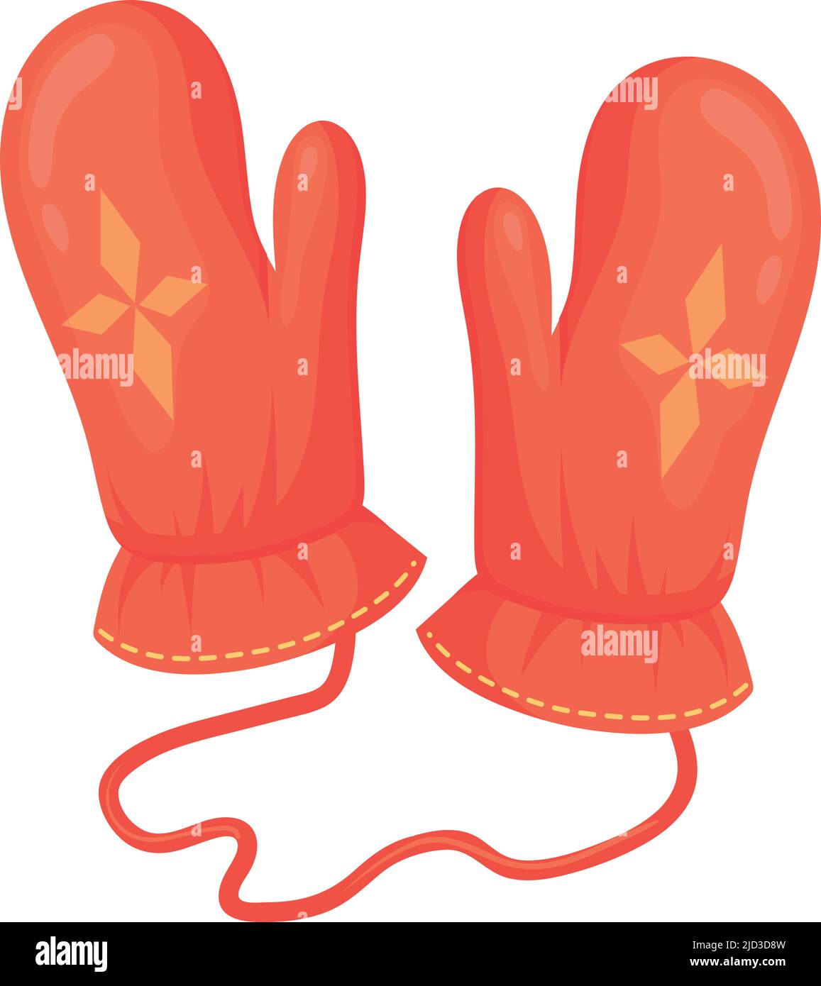 Red mittens pair. Cartoon cold season hand accessories isolated on ...