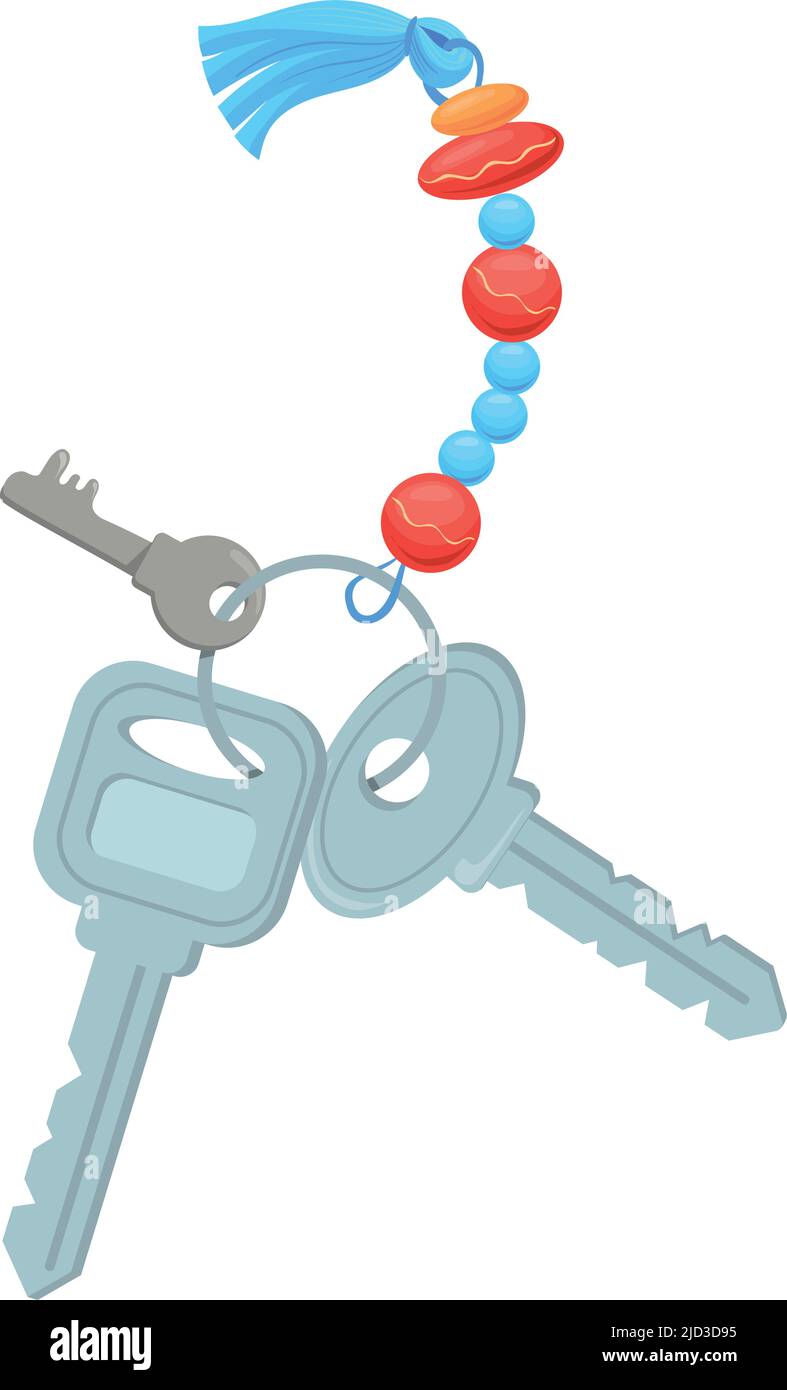 Apartment keys bunch on ring. Cartoon metal keychain isolated on white ...