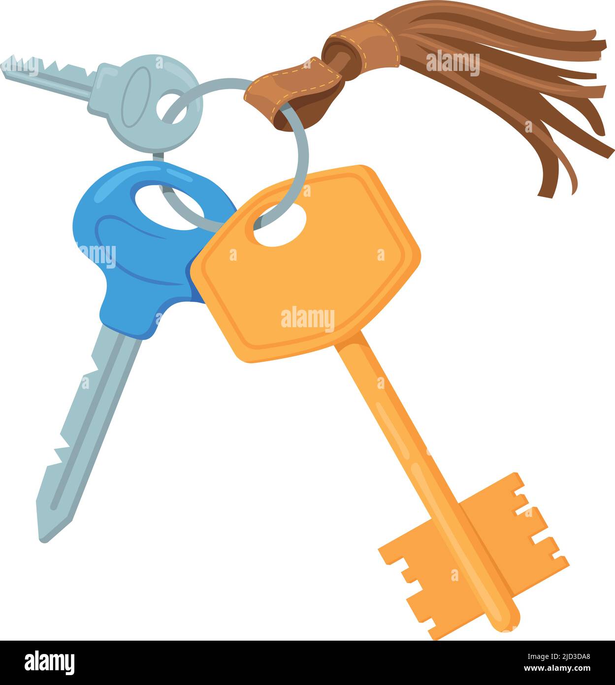 Cartoon keys on keychain icon. Apartment owner symbol isolated on white ...