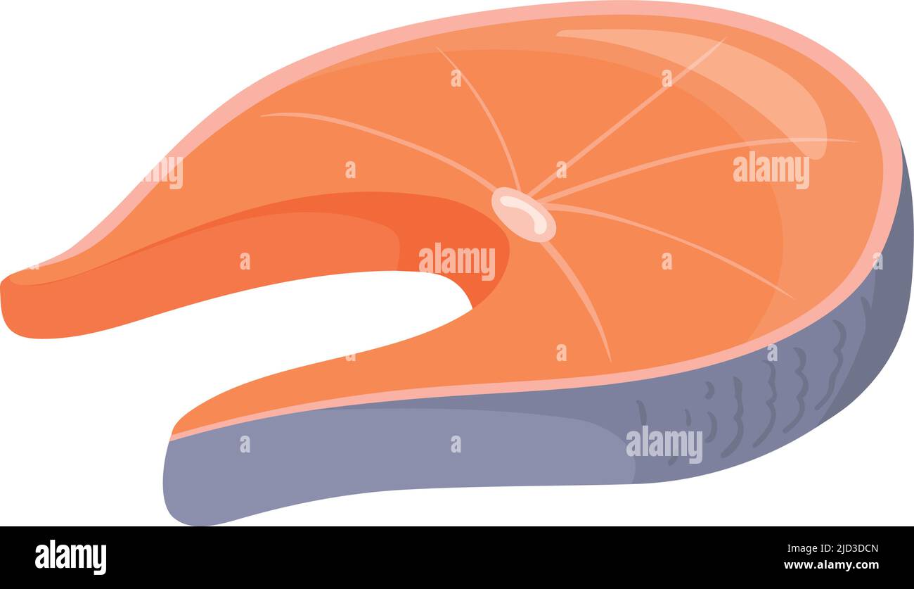 Fish steak cartoon icon. Seafood restaraunt dish isolated on white ...