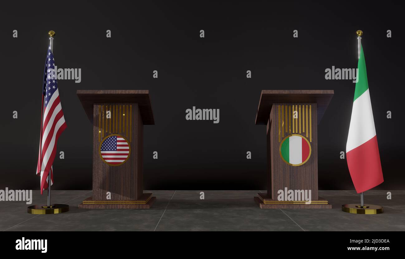 USA and Italy flags. USA and Italy flag. USA and Italy negotiations ...