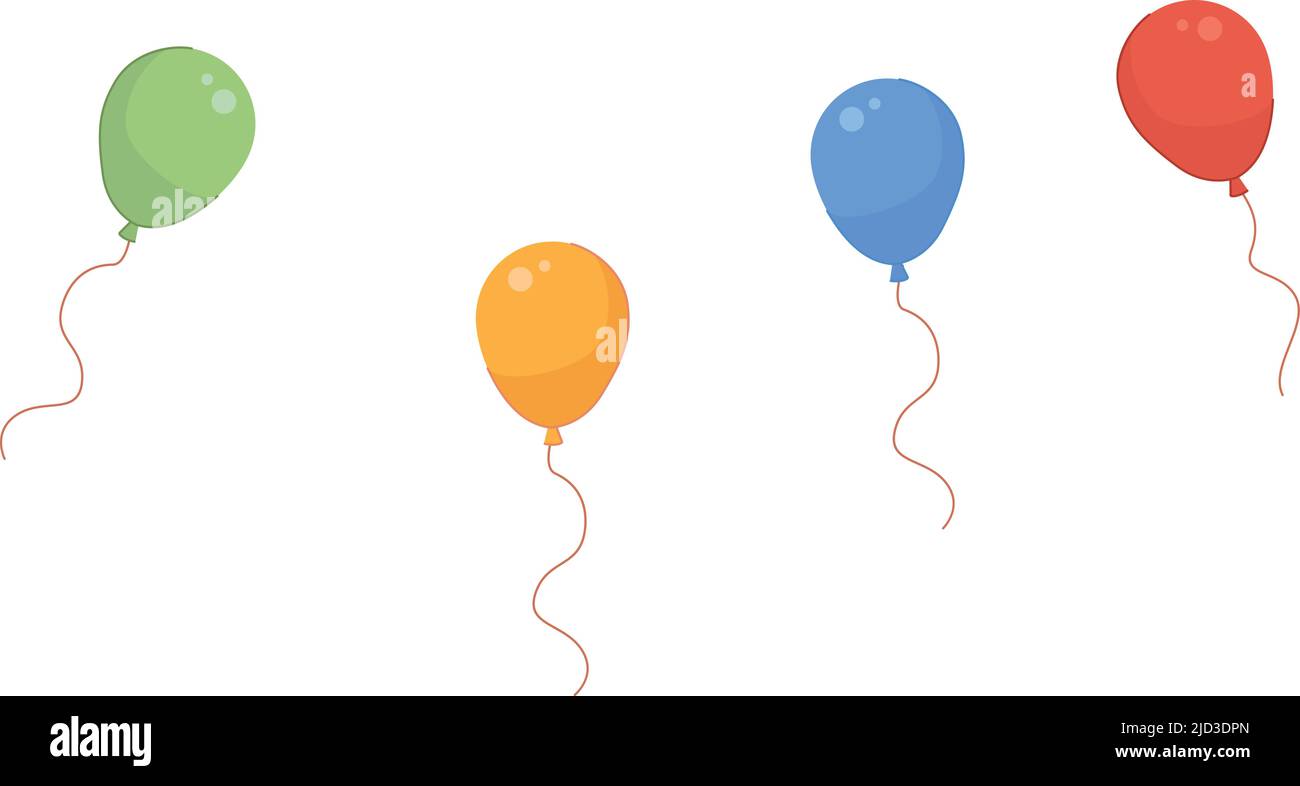 Flying color balloons. Party celebration cartoon decoration isolated on ...