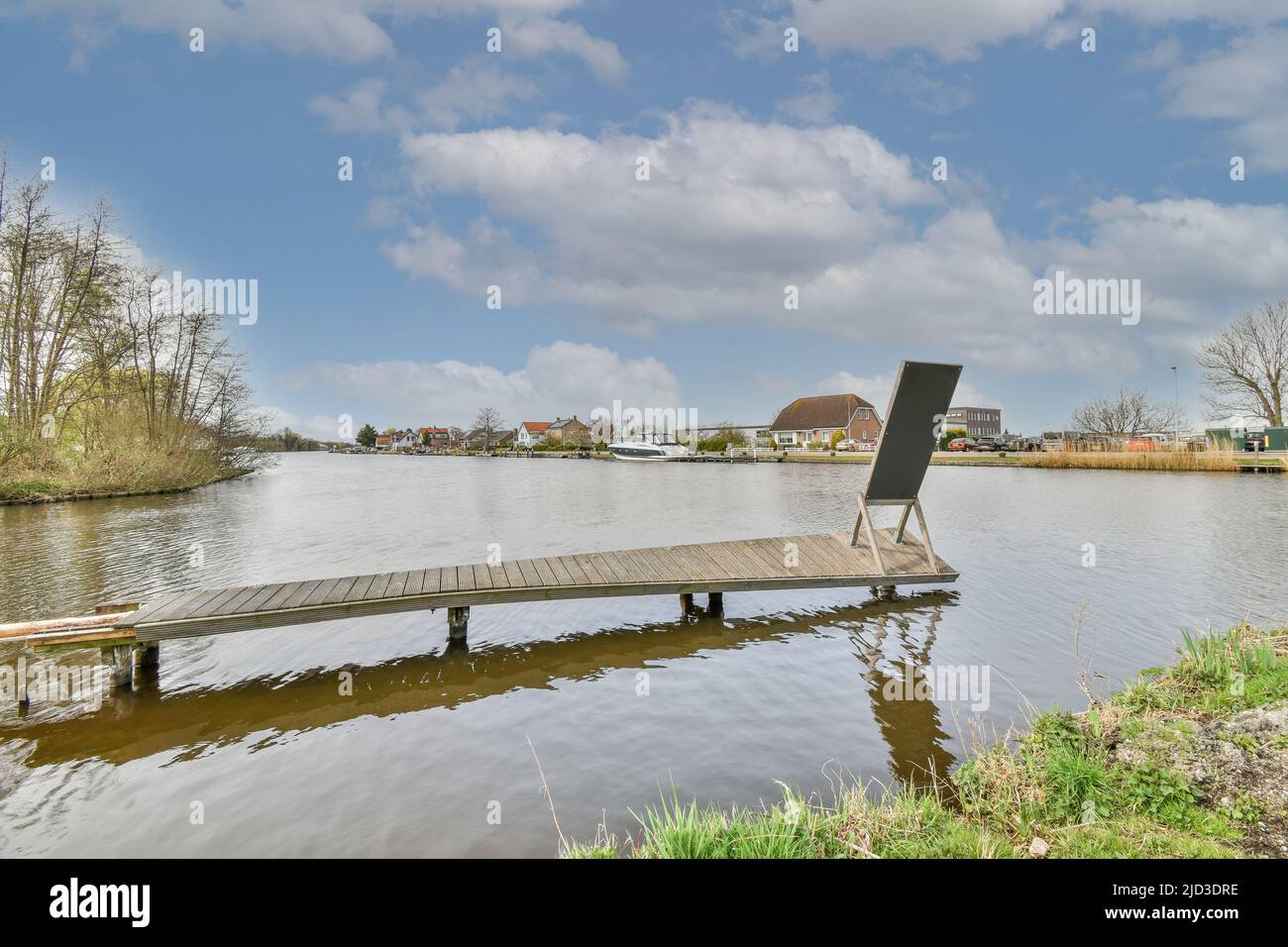 Beautiful view of a modern and clean water utility, surrounded by lush ...