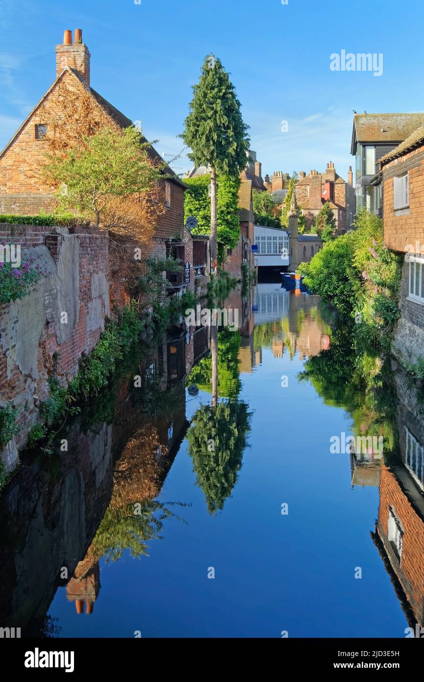 UK, Kent, Canterbury, Great Stour River and Riverside Cottages from The ...