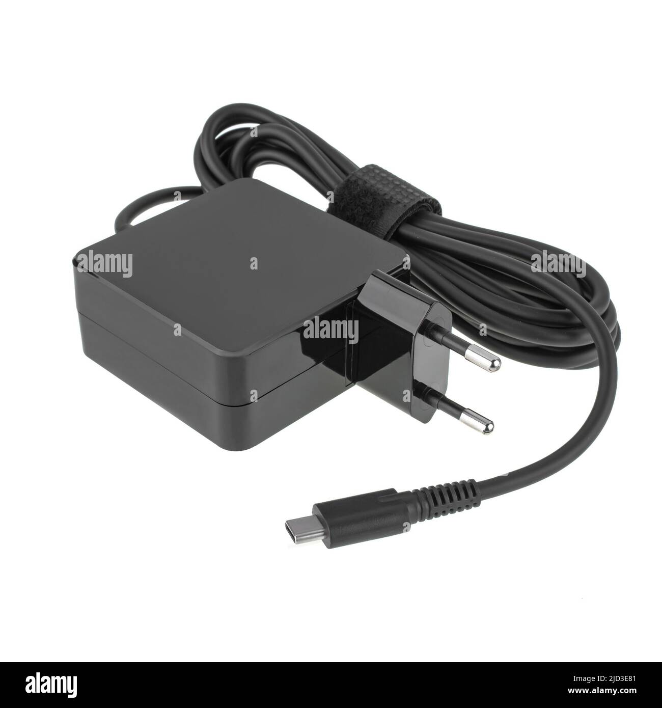 laptop power adapter, laptop spare part on a white background, angled ...