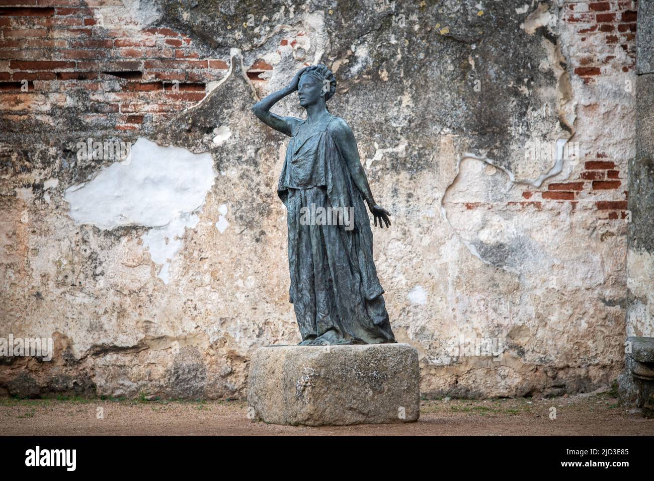 A detailed statue at the Roman Theatre of Merida, Merida, Spain Stock ...