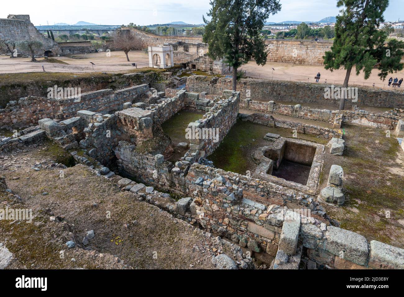The outdoor area of the Alcazaba of Merida, Merida, Spain Stock Photo ...