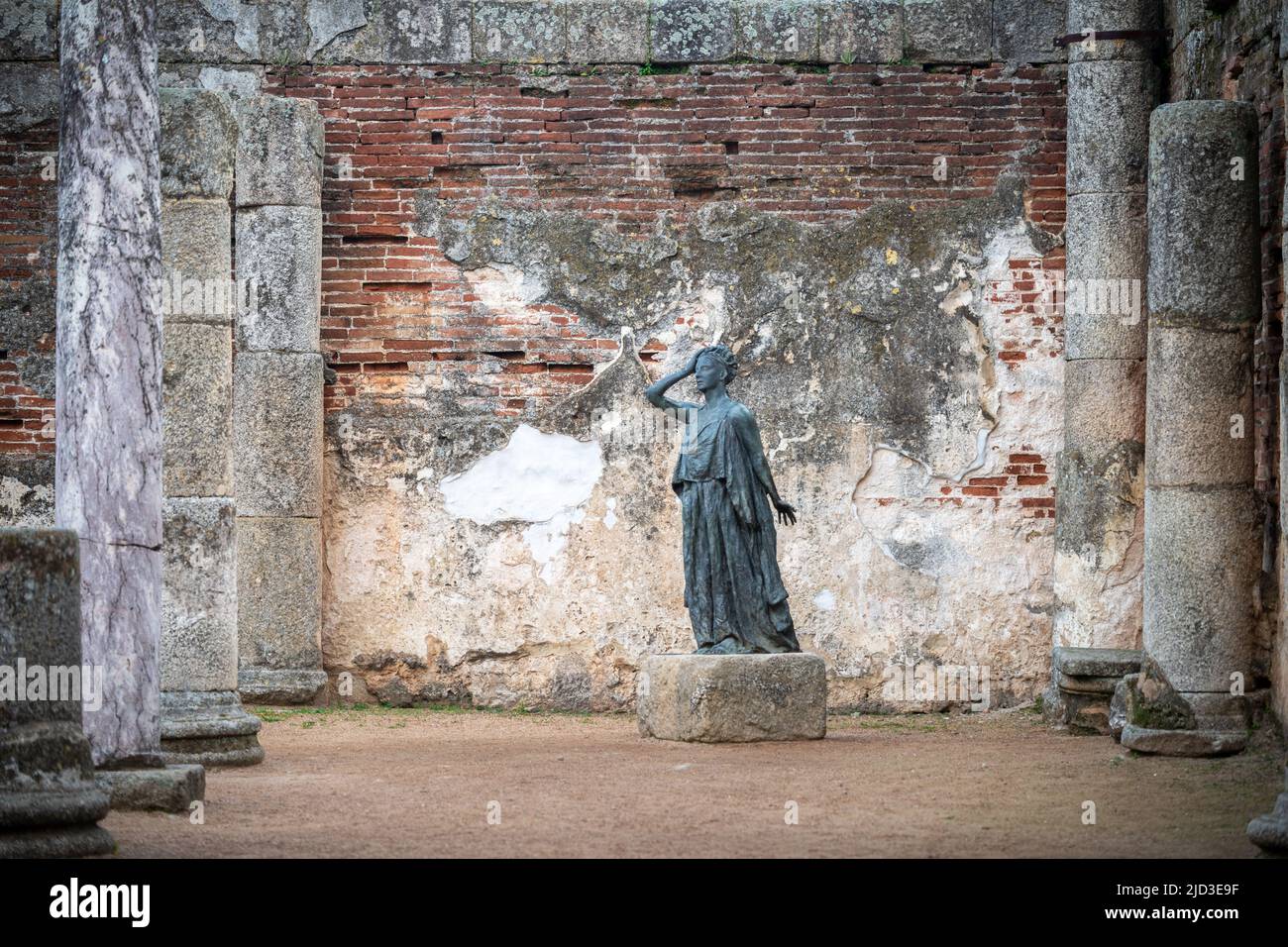 A detailed statue at the Roman Theatre of Merida, Merida, Spain Stock ...