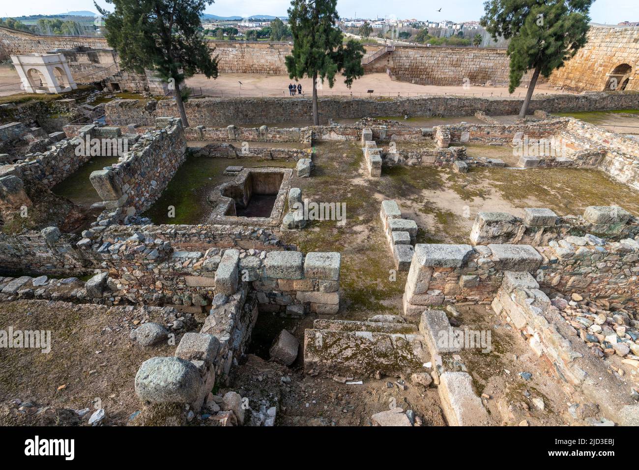 The outdoor area of the Alcazaba of Merida, Merida, Spain Stock Photo ...