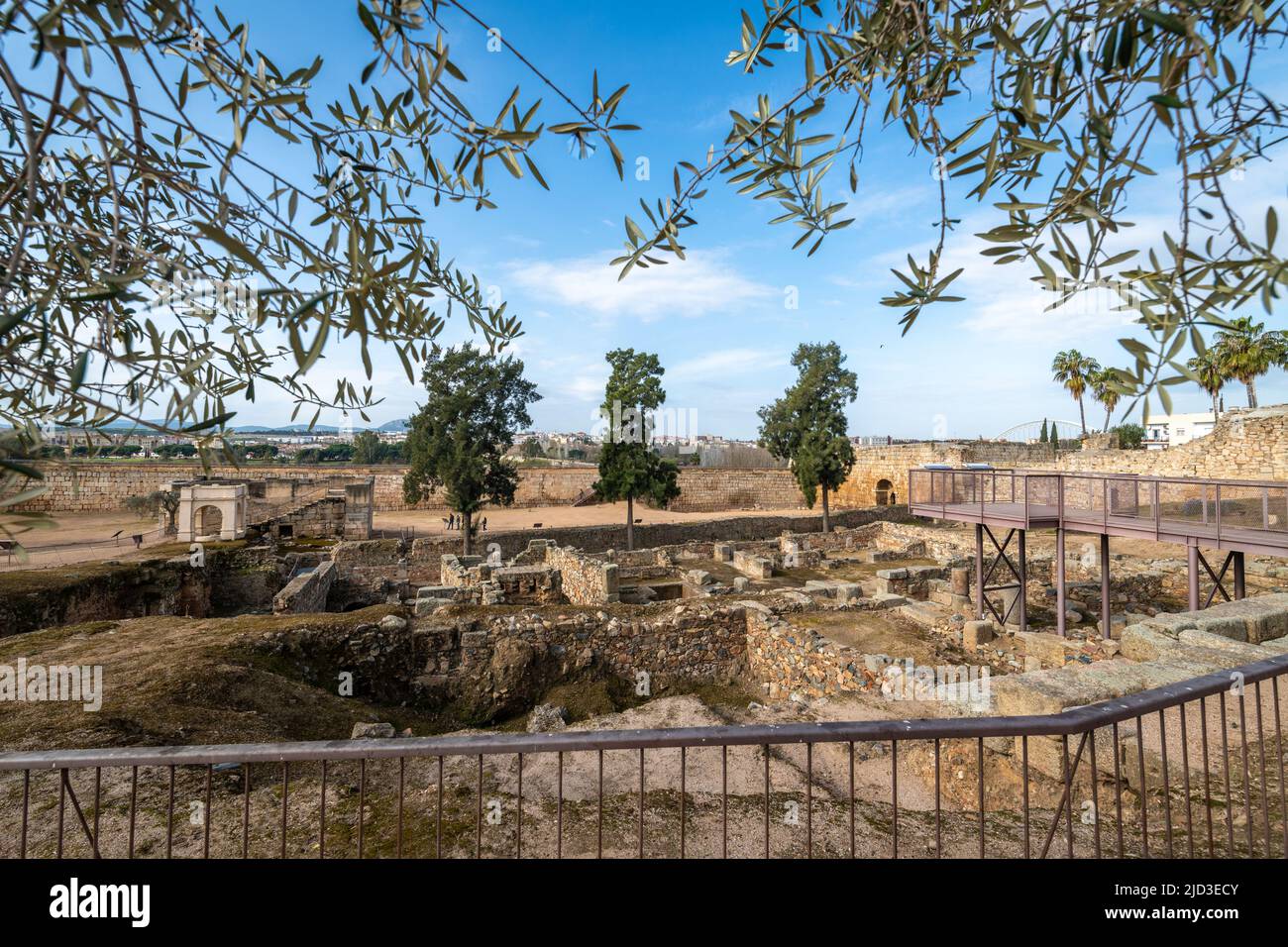 The outdoor area of the Alcazaba of Merida, Merida, Spain Stock Photo ...