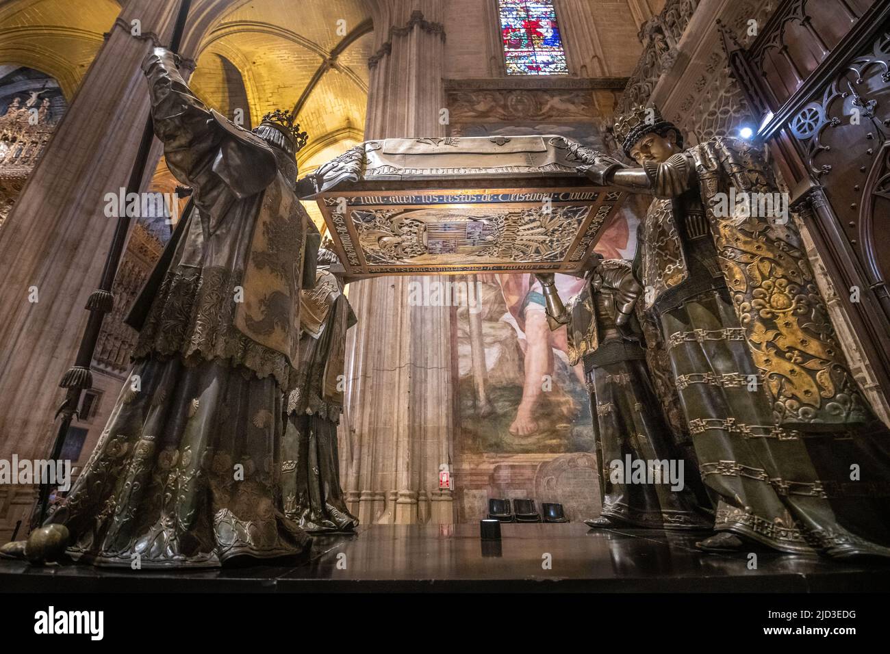 The Tomb of Columbus inside of Seville Cathedral, Seville, Spain Stock ...