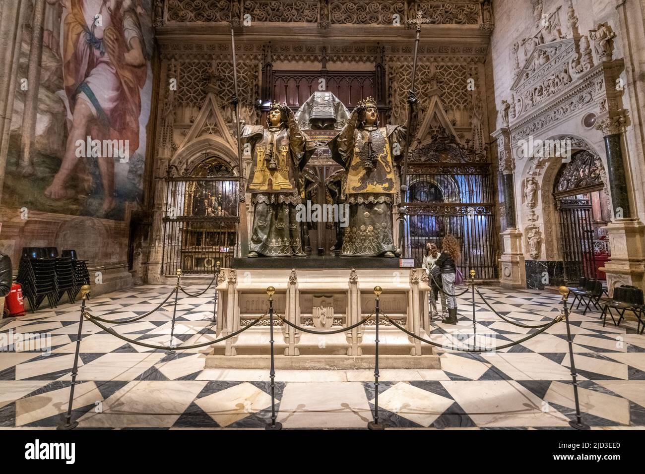 The Tomb of Columbus inside of Seville Cathedral, Seville, Spain Stock ...