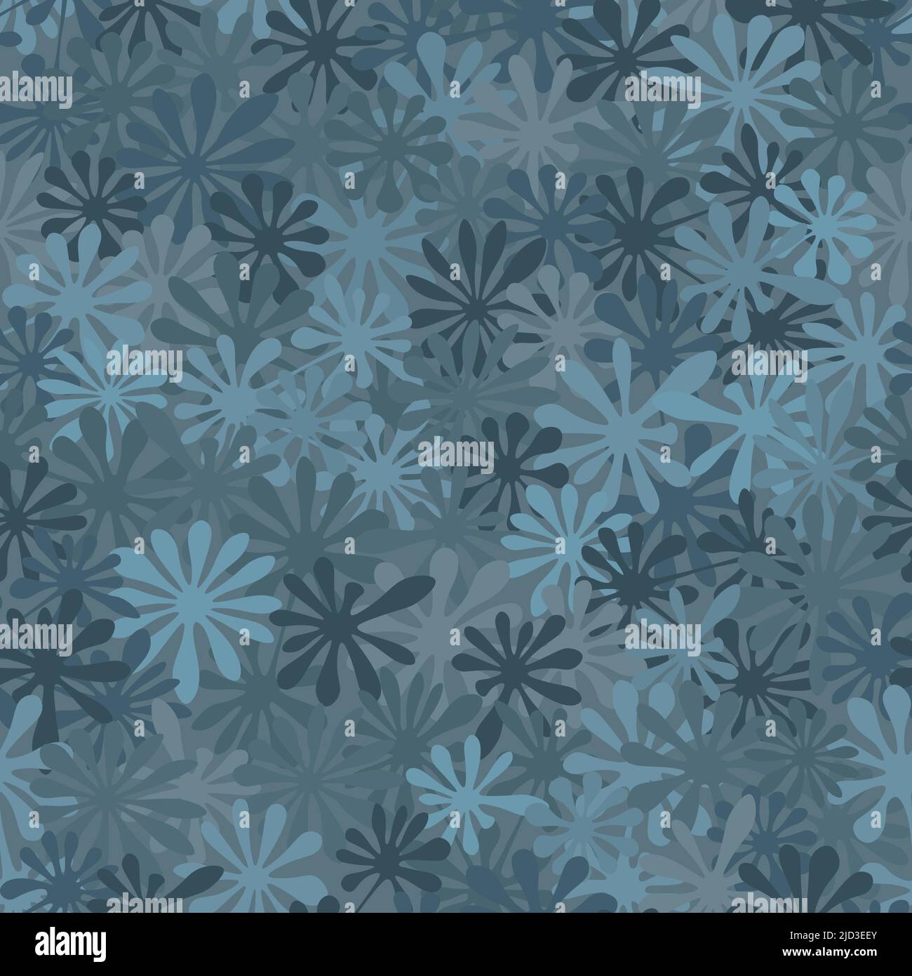 Seamless teal monochrome colored leaf pattern. Vector vintage autumn ...