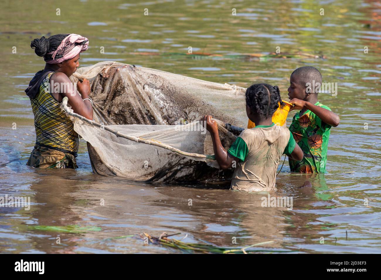 Traditional fishing in a small lake in Soanierana district, (Anosy ...