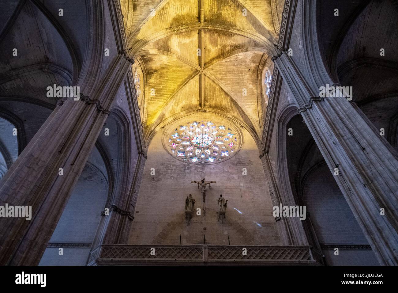 The ornate architecture of the Seville Cathedral interior, Seville ...