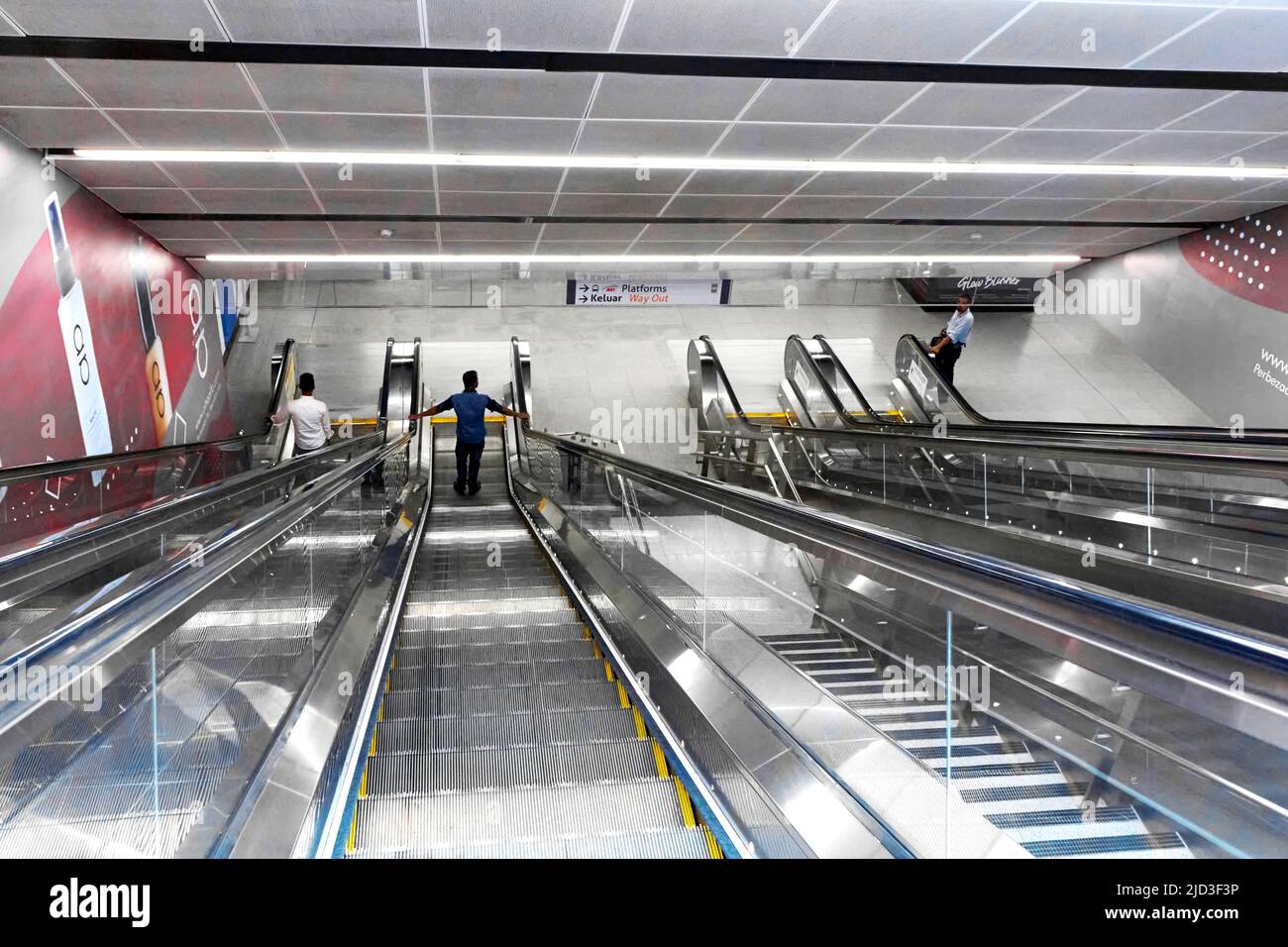 Huge modern escalator stair in the city mall. Kuala Lumpur, Malaysia ...