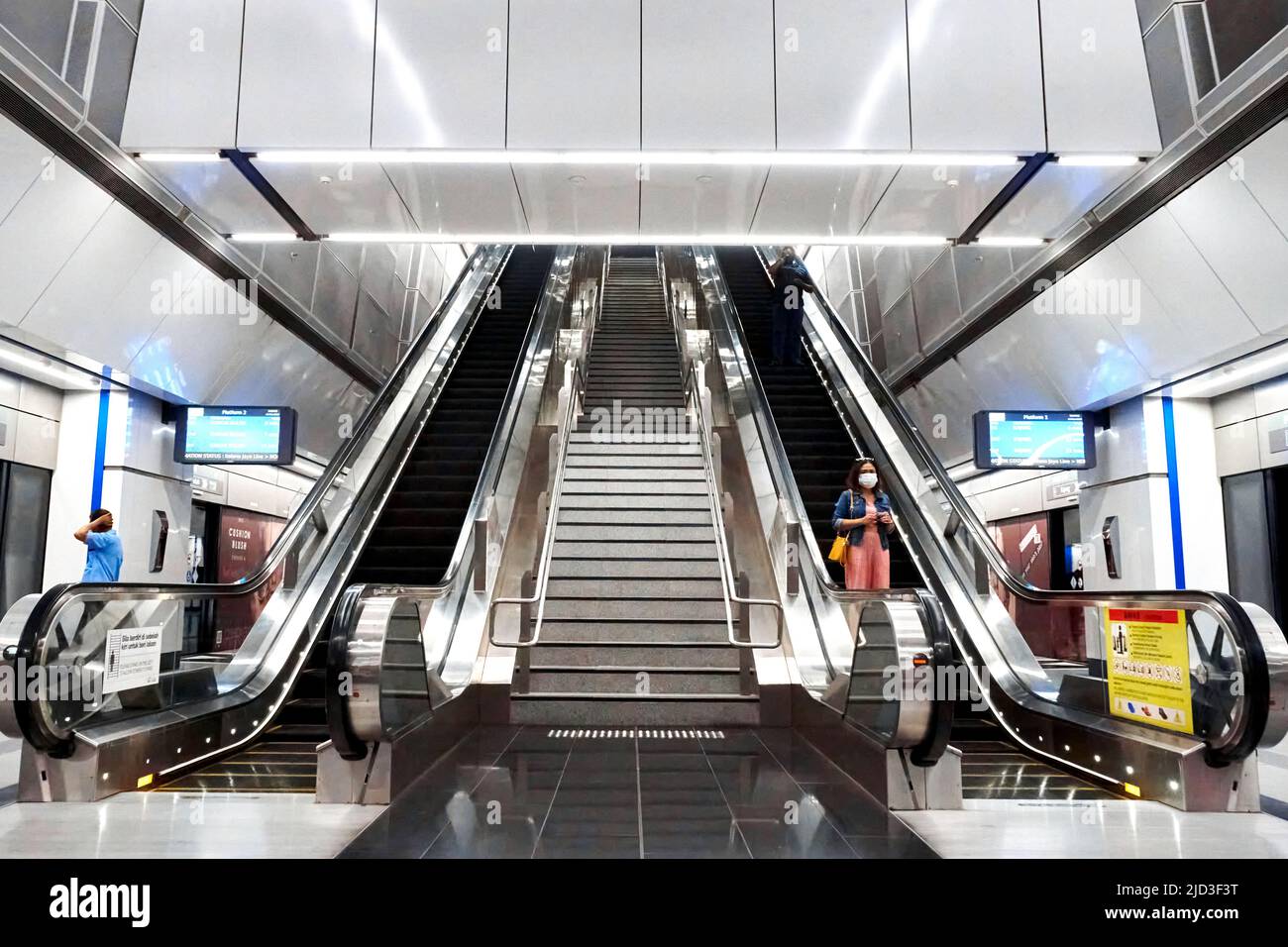 Huge modern escalator stair in the city mall. Kuala Lumpur, Malaysia ...