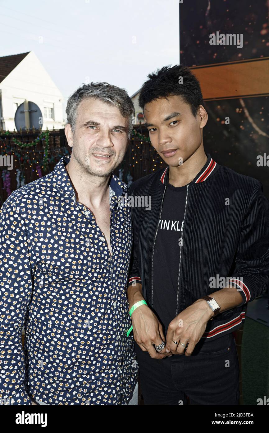 Persan, France. 16th June, 2022. A guest and Jeremy Bellet attend the ...