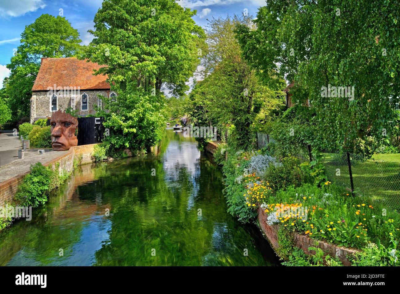 UK, Kent, Canterbury, Great Stour River near Friars Bridge with the ...