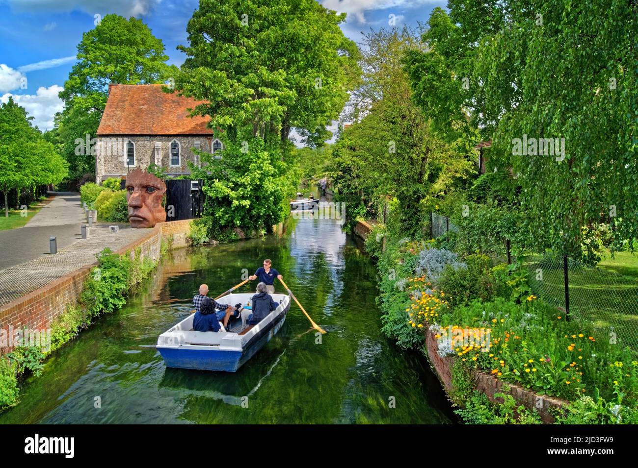 UK, Kent, Canterbury, Great Stour River near Friars Bridge with the ...