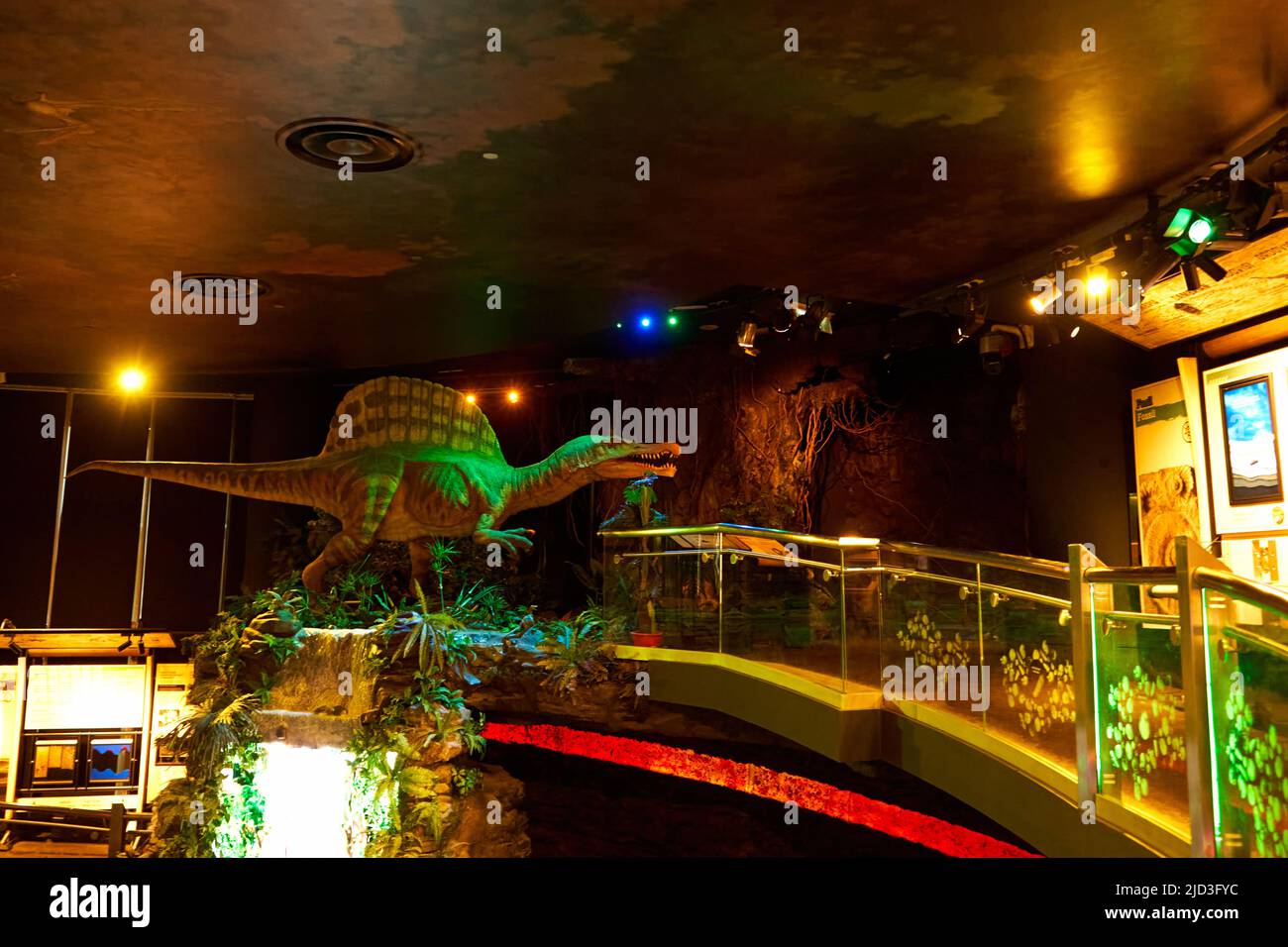 Interior museum of jurassic park with robotic dinosaurs. Kuala Lumpur ...