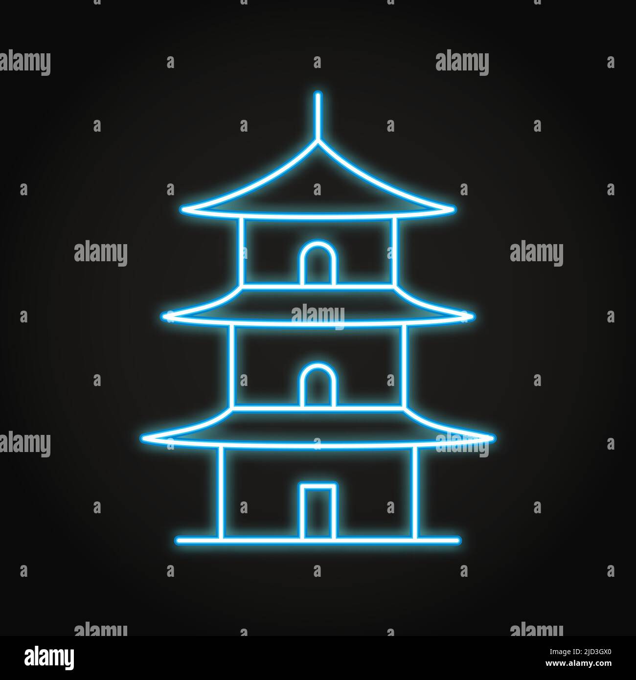 Pagoda neon icon in line style. Asian style building. Chinese temple ...