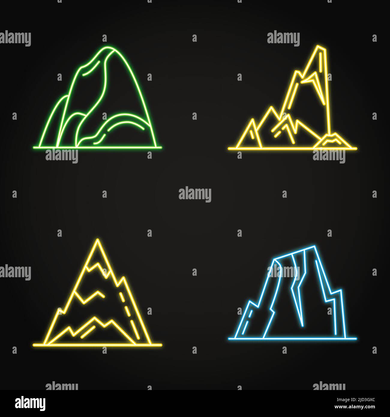 Rocky mountain landscape neon Stock Vector Images - Alamy