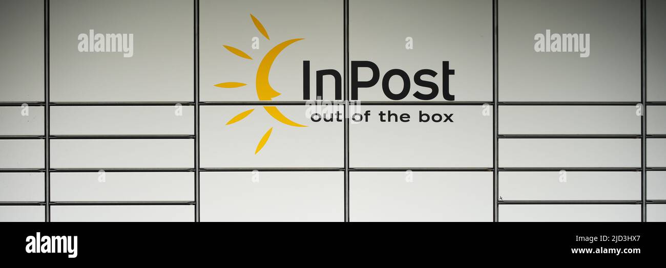 A InPost postage package locker unit is seen in Warsaw, Poland on 14 ...