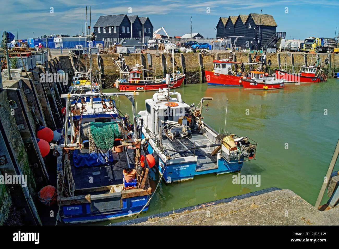 UK, Kent, Whitstable Harbour, Boats and Fishermans Huts Stock Photo - Alamy