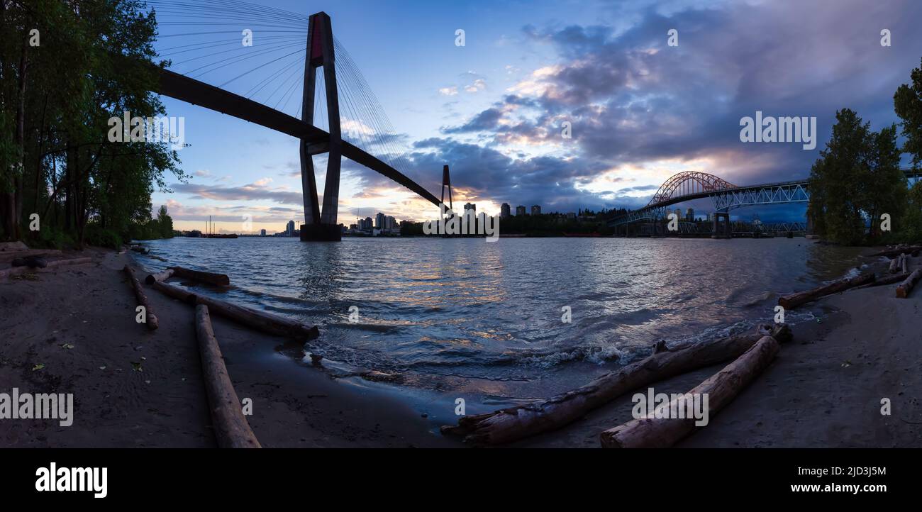 Skytrain and Pattullo Bridge in New Westminster and Surrey, Greater ...