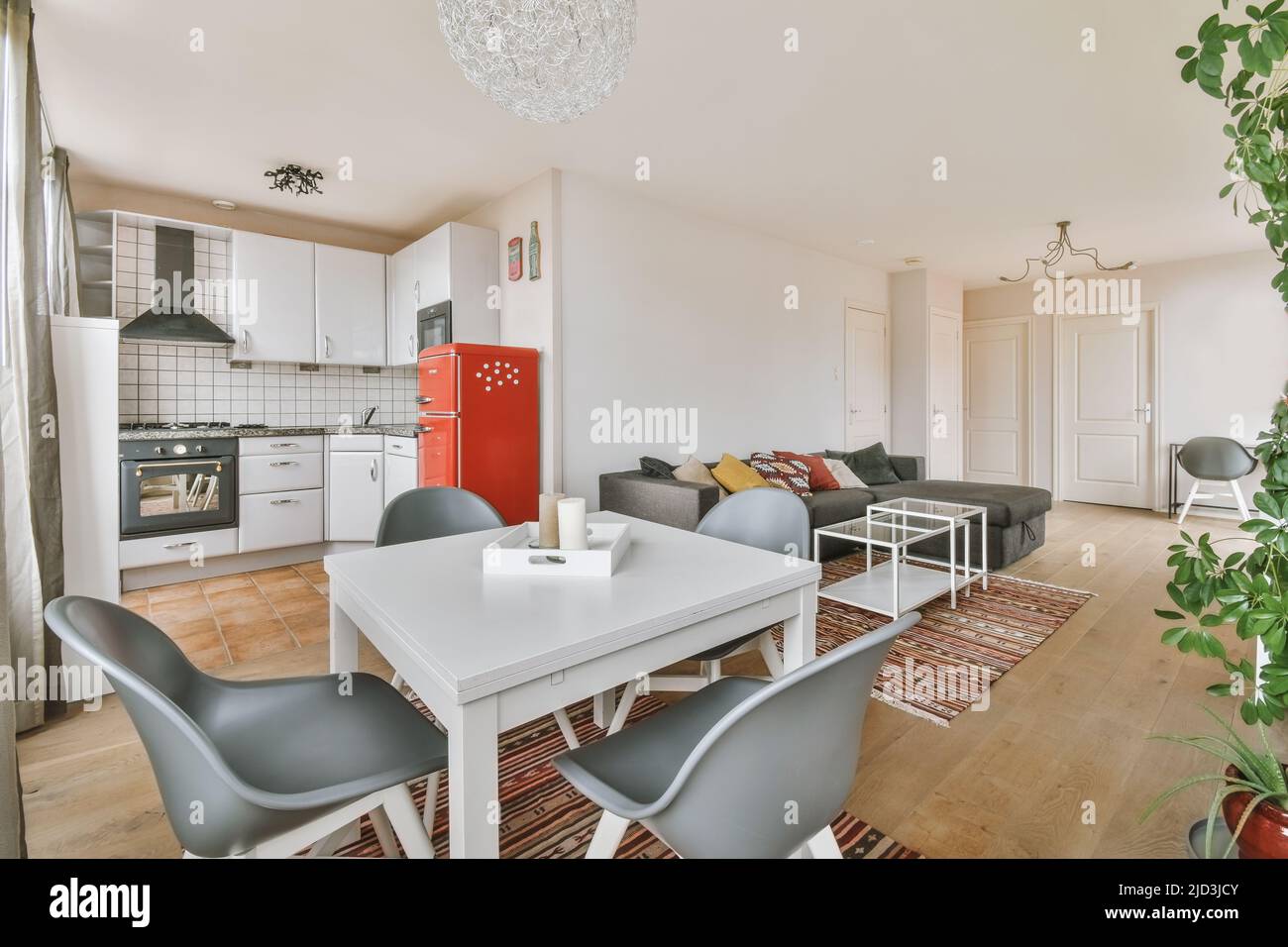 Home interior design of modern loft apartment with open kitchen in ...
