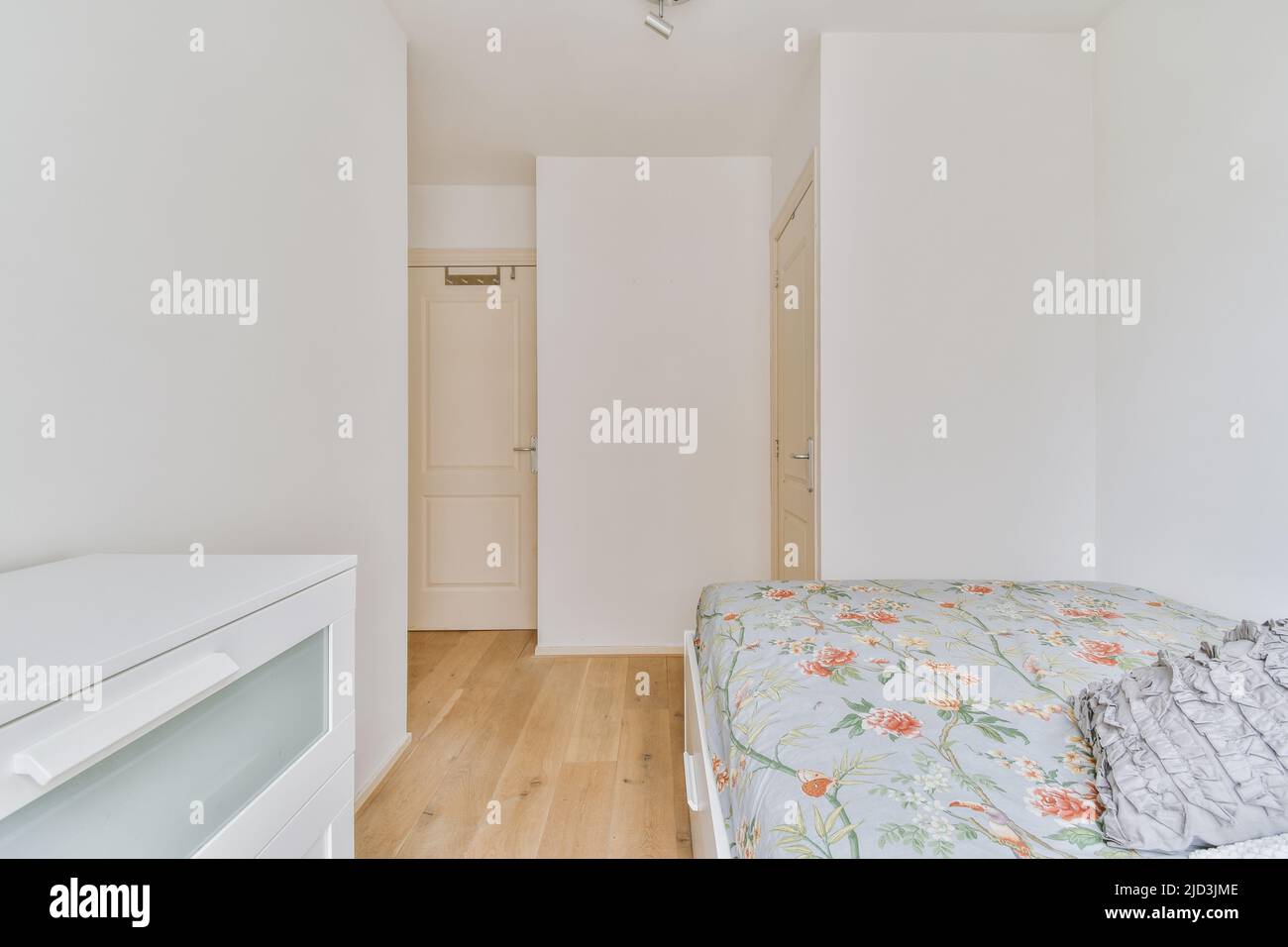 Home interior design of bedroom near window in modern apartment Stock ...