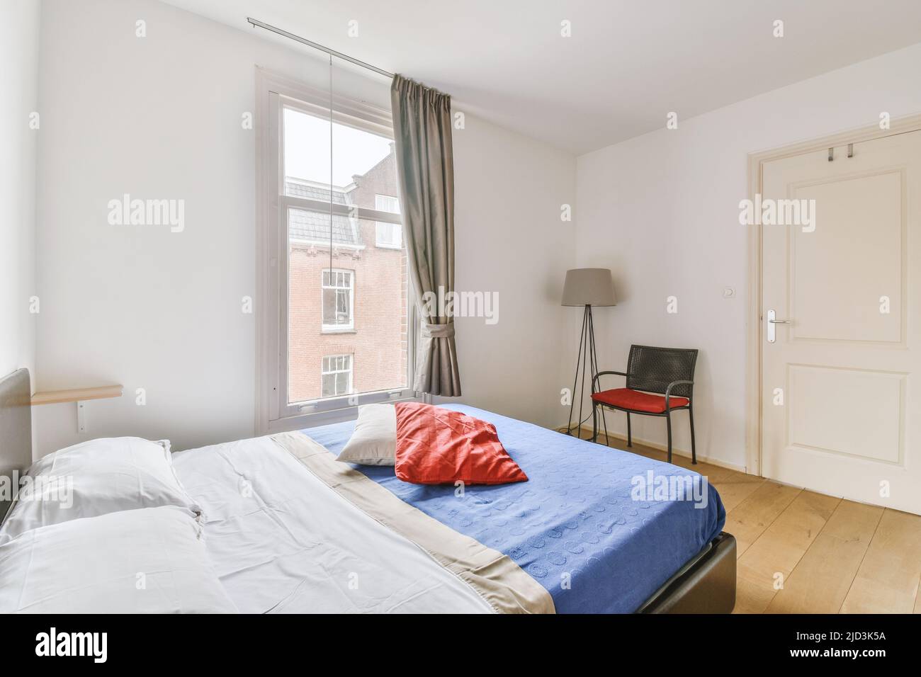 Home interior design of bedroom near window in modern apartment Stock ...