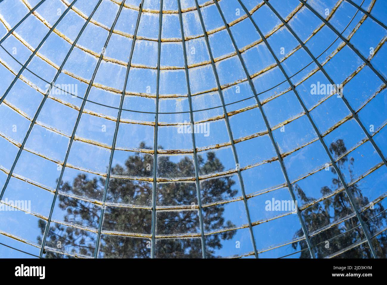 Glass roof dome of greenhouse consisting of rectangular panels Stock ...