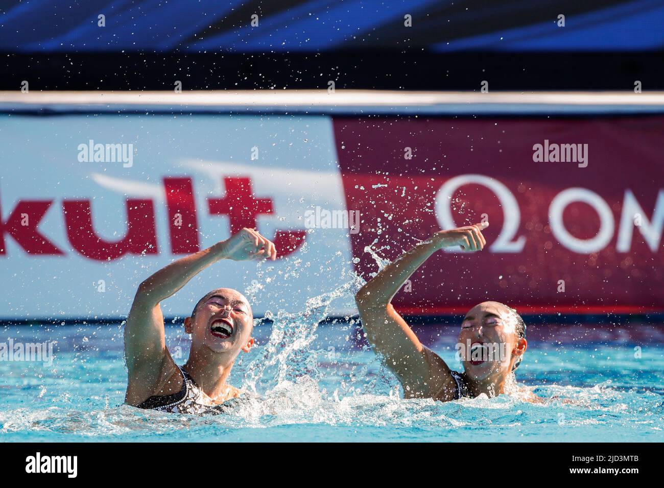 BUDAPEST, HUNGARY - JUNE 17: Debbie Soh of Singapore and Miya Yong of ...