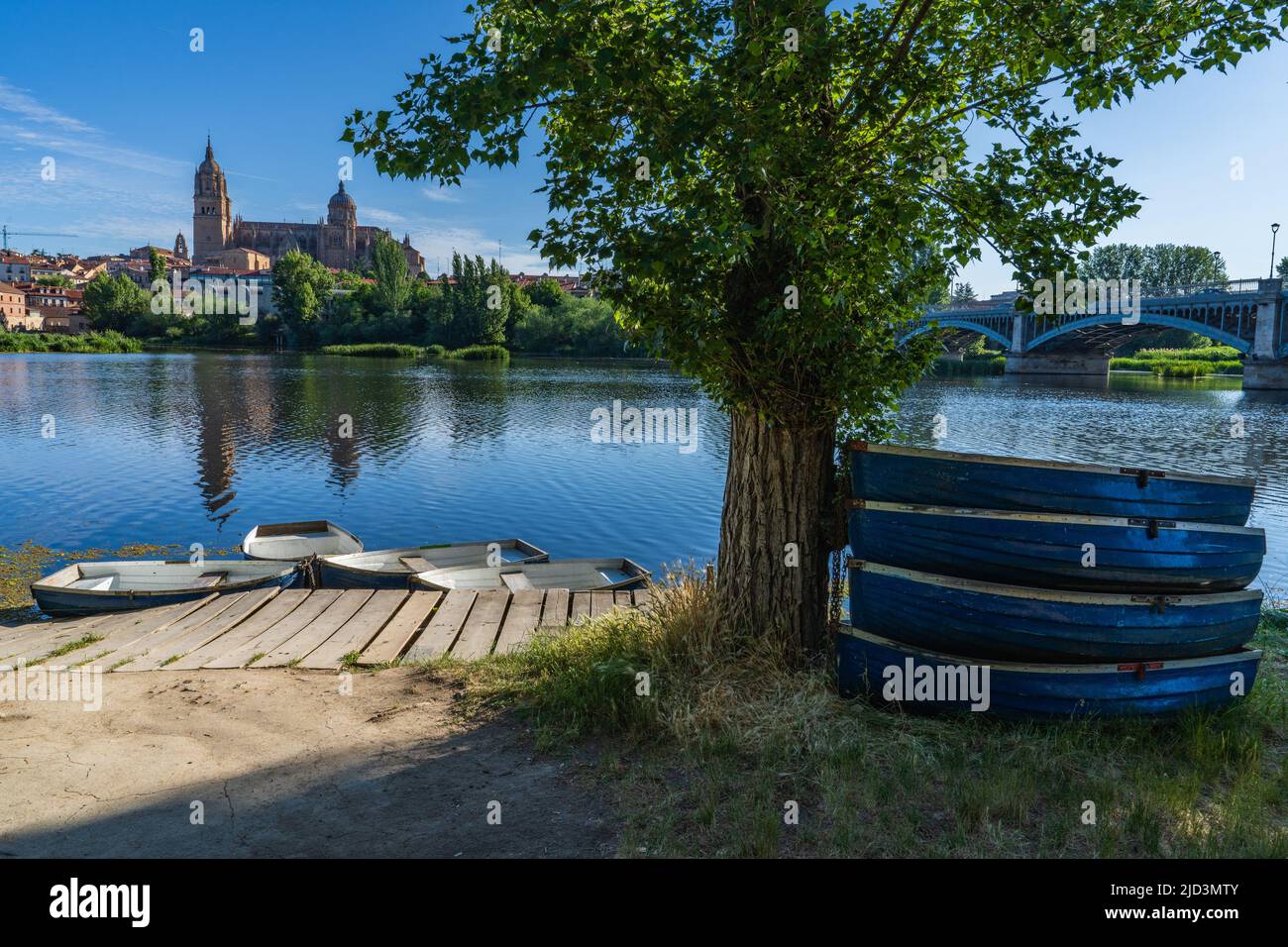 Rio Tormes and Cathedral of the city of Salamanca in Spain Stock Photo ...